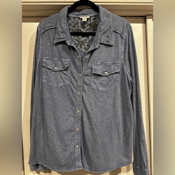 Sundance | Tops | Sundance Gray Buttonup Shirt With Floral Fabric ...